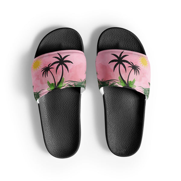 Women's Pink Palm Tree slides – Tuscan Sun Surf