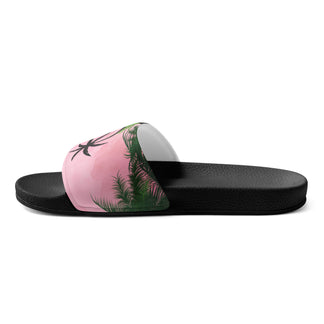 Women's Pink Palm Tree slides – Tuscan Sun Surf